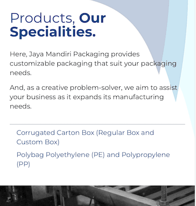 Product and Services - Jaya Mandiri Packaging